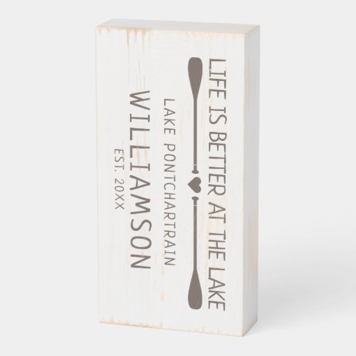 Rustic Life Better At Lake Personalized Wooden Box Sign | Zazzle