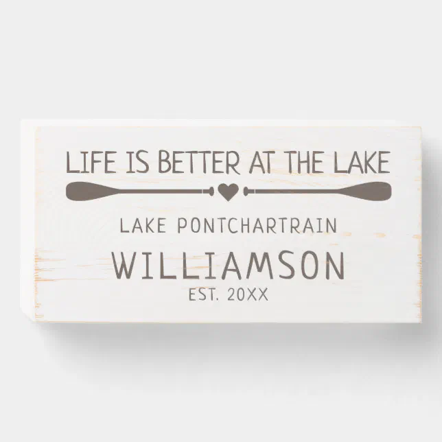 Rustic Life Better At Lake Personalized Wooden Box Sign | Zazzle