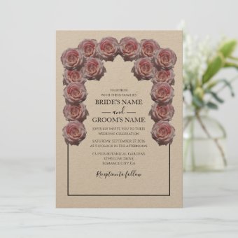 Rustic Light Pink Roses Wedding Invitations | Zazzle