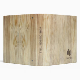 Rustic Light Wood Grain Logo Style Monogrammed 3 Ring Binder | Zazzle