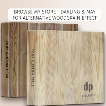 Rustic Light Wood Grain Logo Style Monogrammed 3 Ring Binder | Zazzle