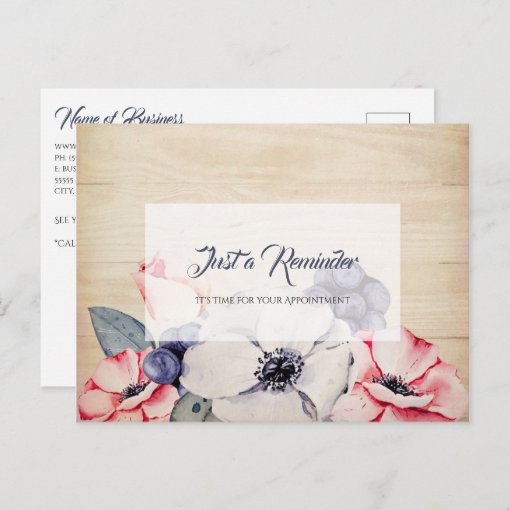 Rustic Light Wood Summer Blossom Appointment Postcard | Zazzle