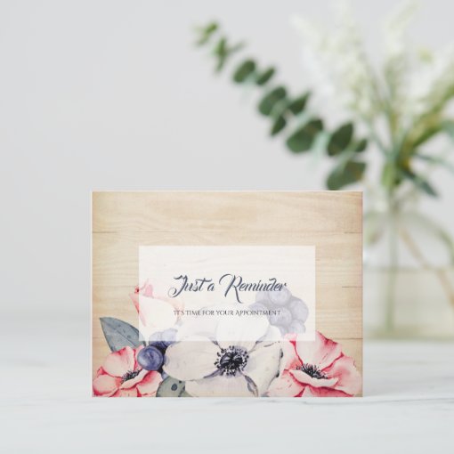 Rustic Light Wood Summer Blossom Appointment Postcard | Zazzle