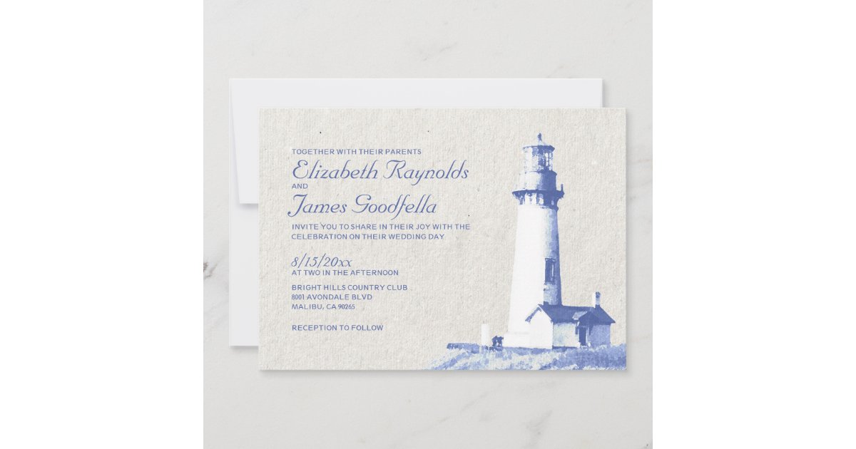 Rustic Lighthouse Wedding Invitations | Zazzle