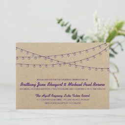 Rustic Lights Purple Wedding Invitation | Zazzle