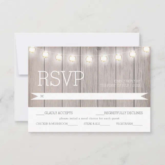 Rustic Lights - RSVP Menu Card | Zazzle