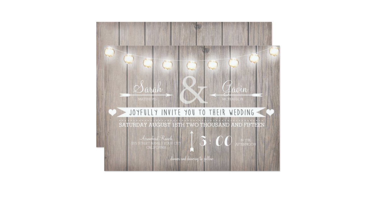 Rustic Lights Wedding Invitation | Zazzle