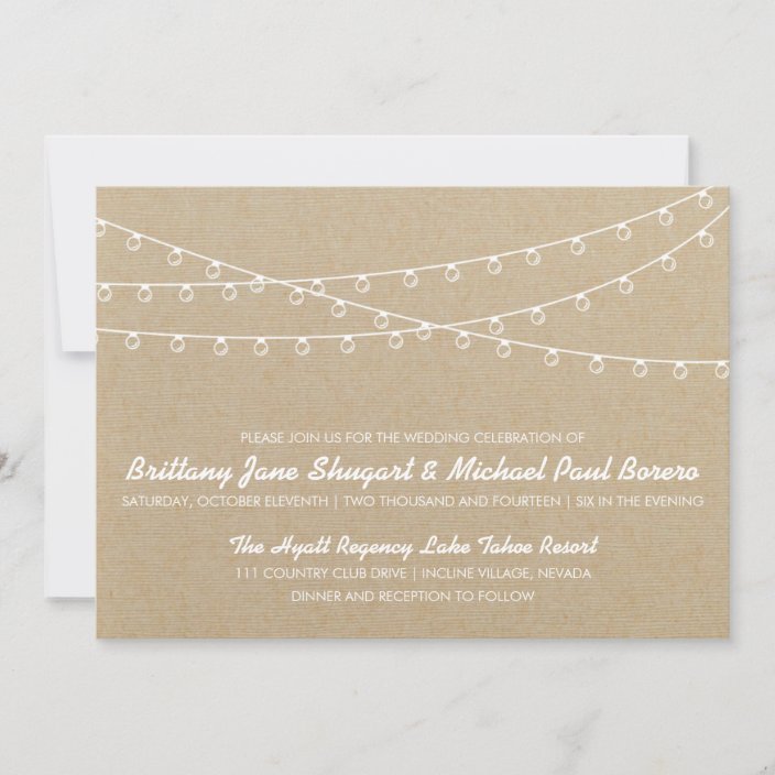 Rustic Lights White Wedding Invitation | Zazzle.com