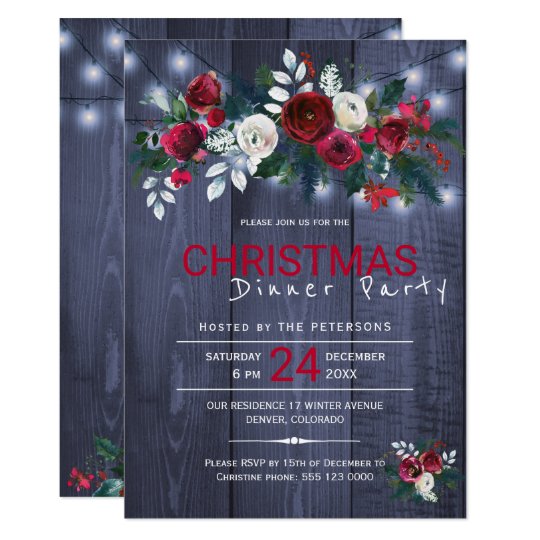 Rustic Country Western Christmas Dinner Day Party Invitation | Zazzle.com