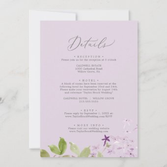 Rustic Lilac All In One Wedding Invitation | Zazzle