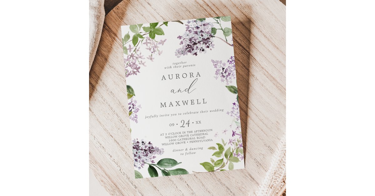 Rustic Lilac Casual Wedding Invitation | Zazzle