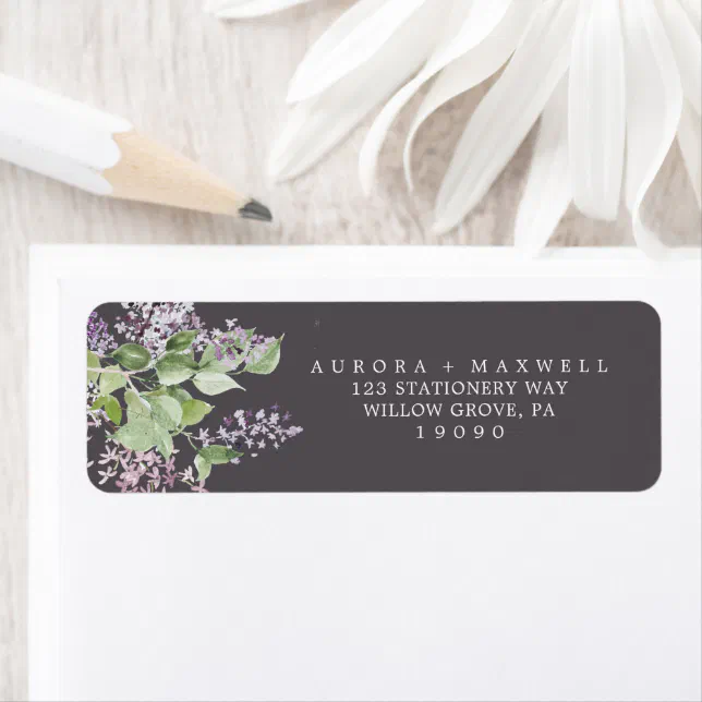 Rustic Lilac | Gray Return Address Label | Zazzle