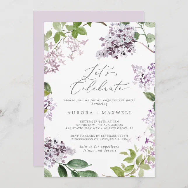 Rustic Lilac Let's Celebrate Invitation | Zazzle