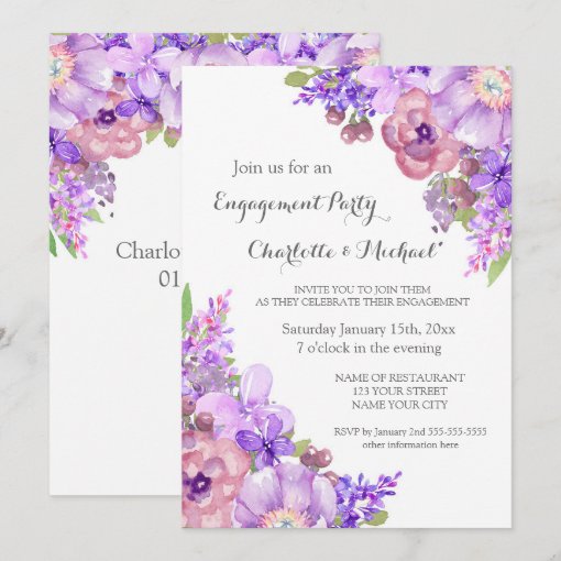 Rustic Lilac Purple Engagement Party Invitations | Zazzle