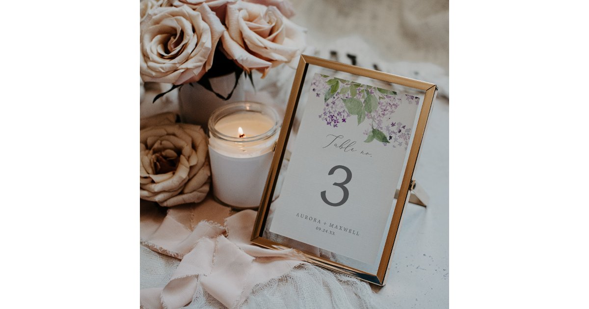 Rustic Lilac Table Number | Zazzle