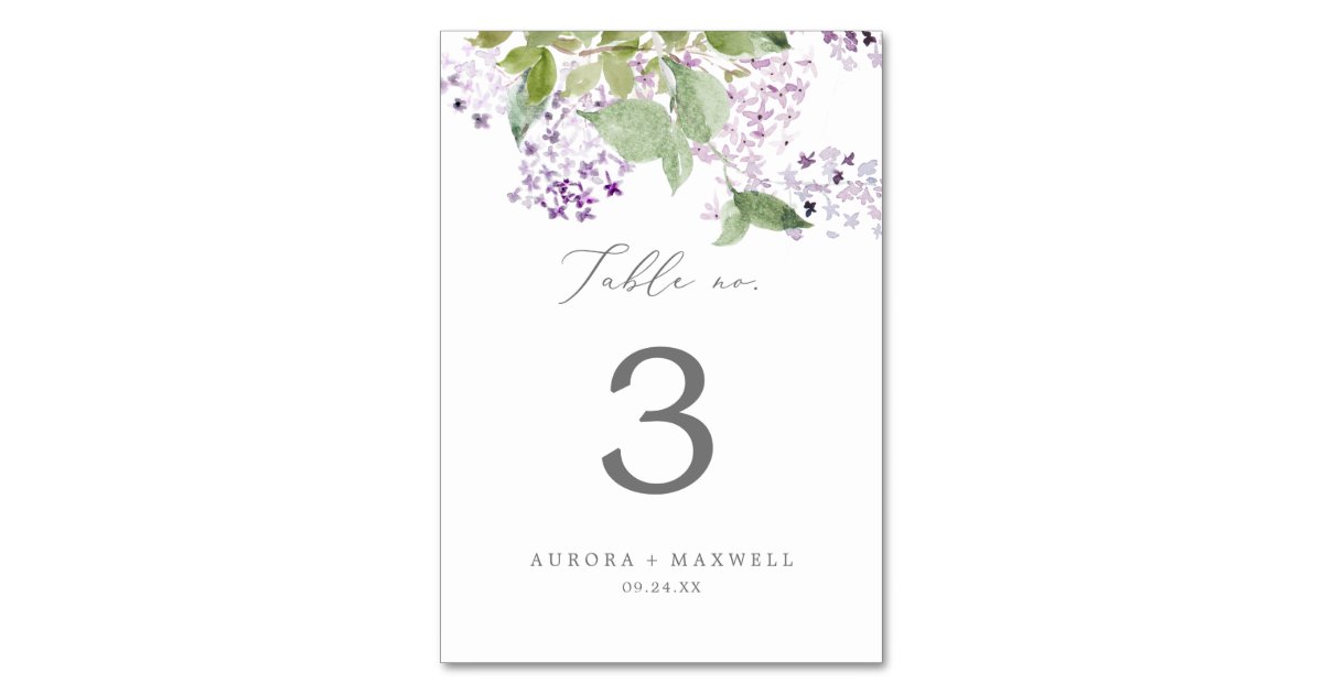 Rustic Lilac Table Number | Zazzle.com