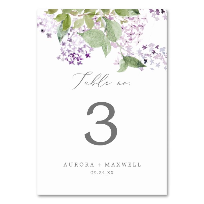 Rustic Lilac Table Number | Zazzle.com