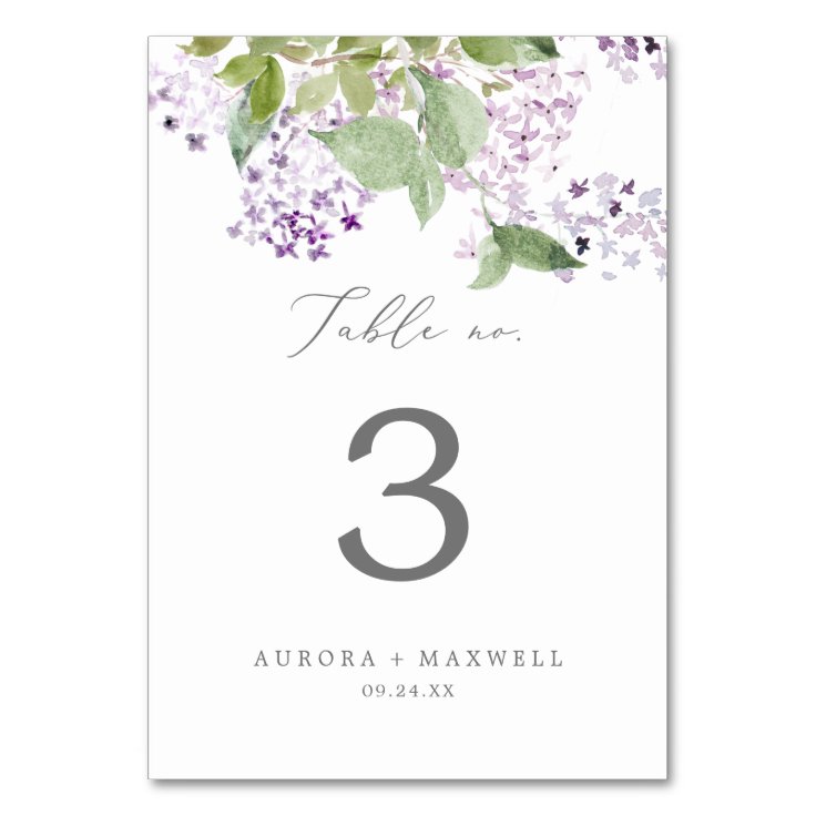 Rustic Lilac Table Number | Zazzle