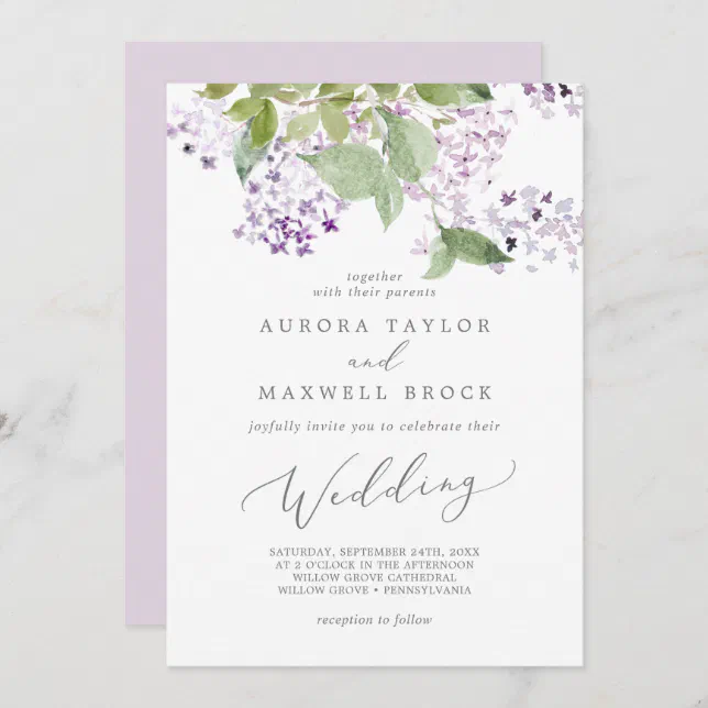Rustic Lilac Wedding Invitation | Zazzle