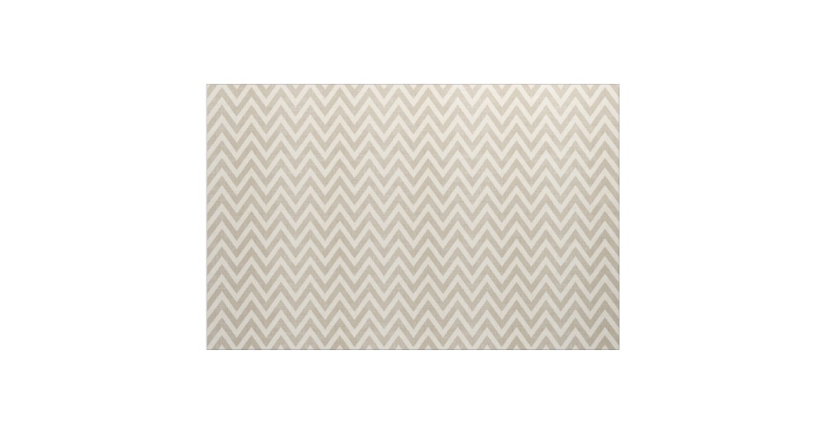 Rustic Linen Beige and Taupe Chevron Fabric | Zazzle