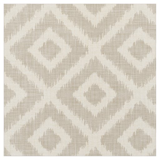 Rustic Linen Beige and Taupe Ikat Diamonds Fabric | Zazzle