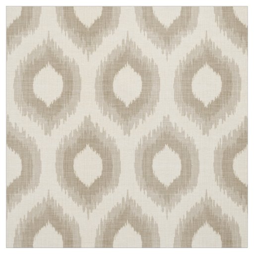 Rustic Linen Beige and Taupe Ikat Print Fabric | Zazzle
