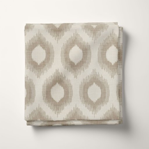Rustic Linen Beige and Taupe Ikat Print Fabric | Zazzle