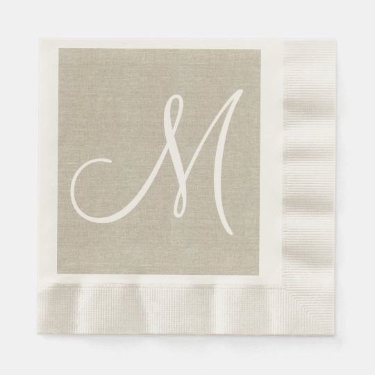 Rustic Linen Initial | Wedding Paper Napkins | Zazzle.com