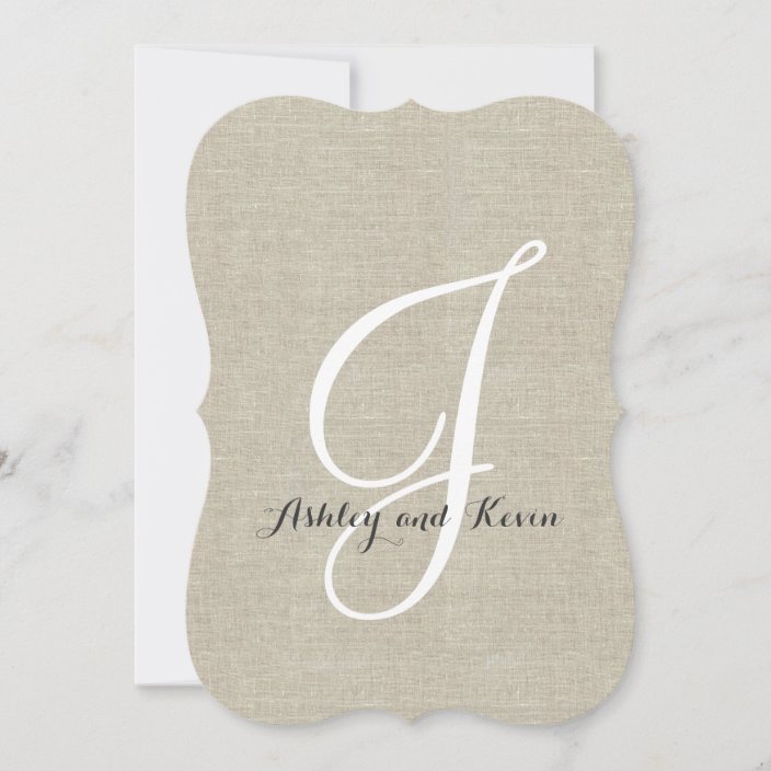Rustic Linen Wedding Invitations Initial | Zazzle.com