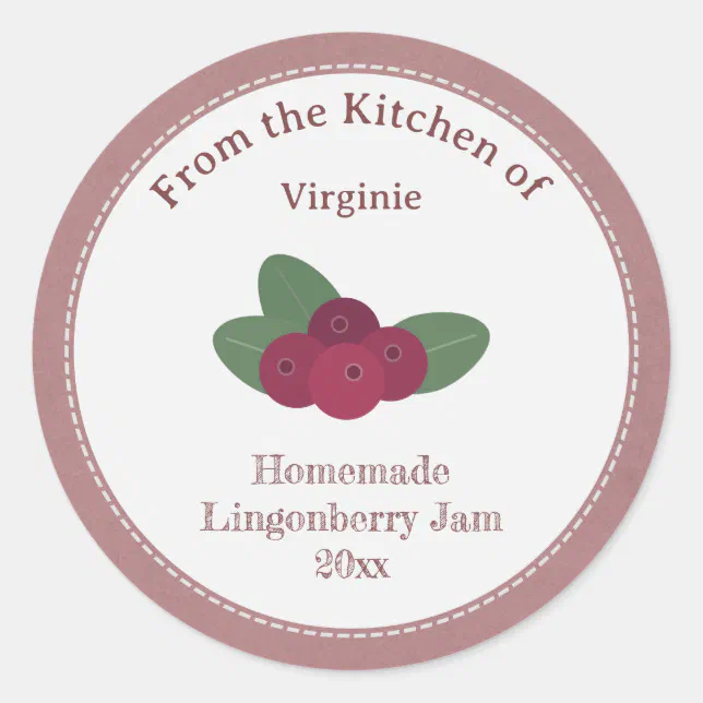 Rustic Lingonberry Jam Label Sticker | Zazzle