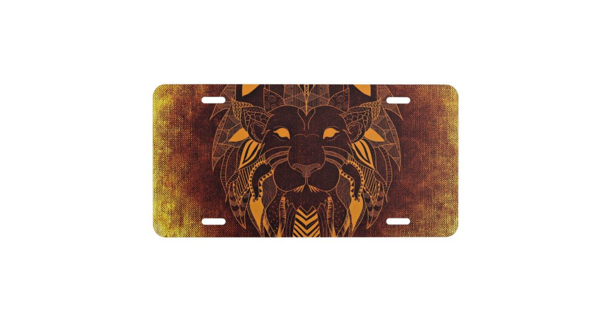 Rustic Lion Head License Plate | Zazzle