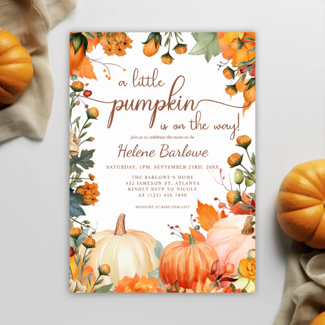 Rustic Little Pumpkin Fall Baby Shower Invitation | Zazzle