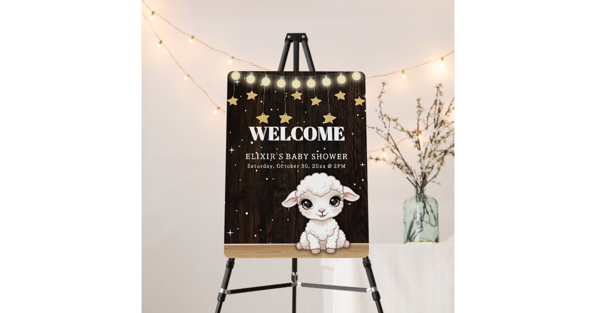 Rustic Little White Lamb Baby Shower Foam Board | Zazzle