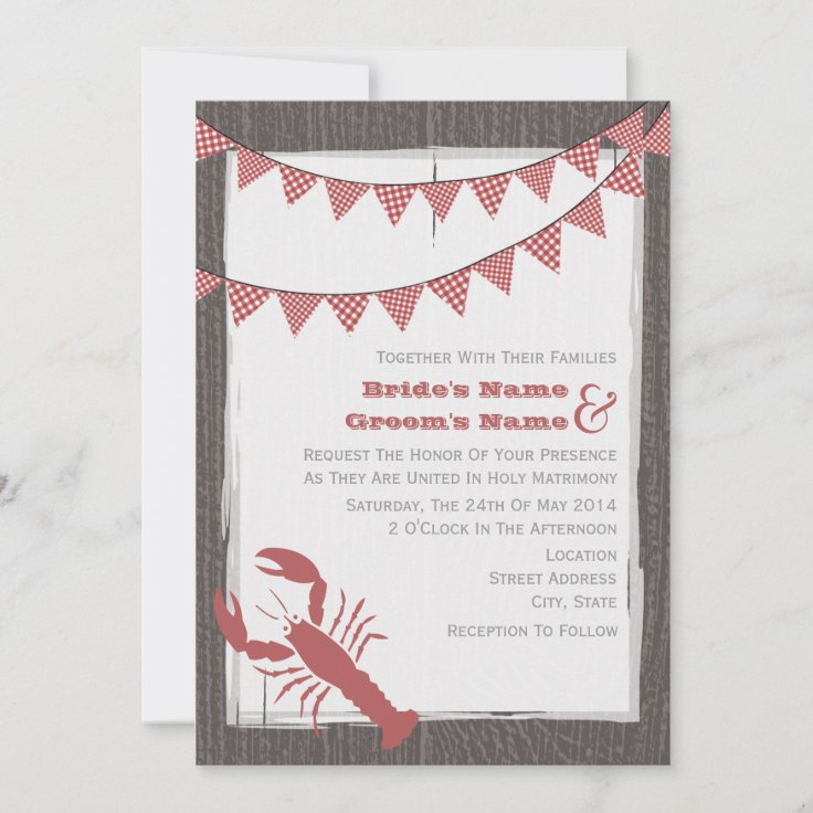 Rustic Lobster Wedding Invite | Zazzle