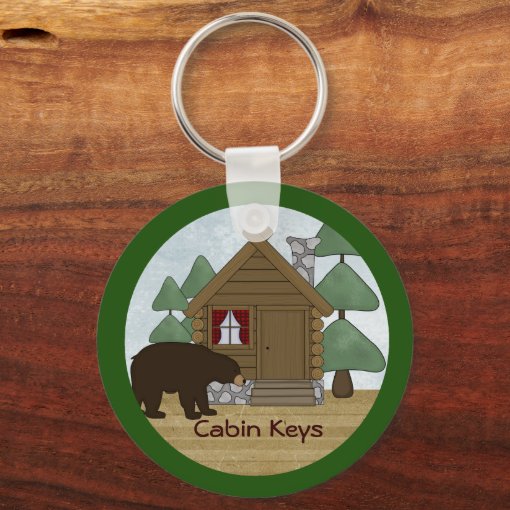 Rustic Lodge Country Cabin Keys with Bear Keychain | Zazzle