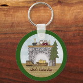 Rustic Lodge Country Cabin Keys with Custom Name Keychain | Zazzle