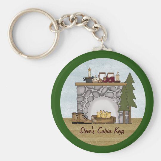 Rustic Lodge Country Cabin Keys with Custom Name Keychain | Zazzle.com
