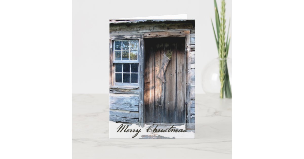 Rustic Log Cabin Rustic Country Christmas Card | Zazzle