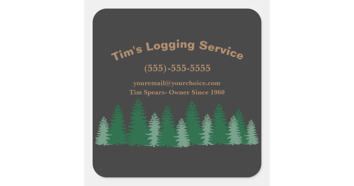 Rustic Logging Tree Company Service Square Sticker | Zazzle