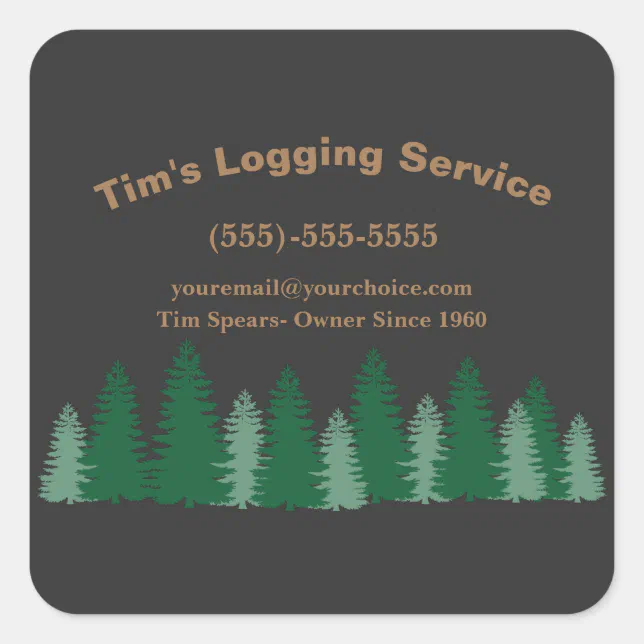 Rustic Logging Tree Company Service Square Sticker | Zazzle