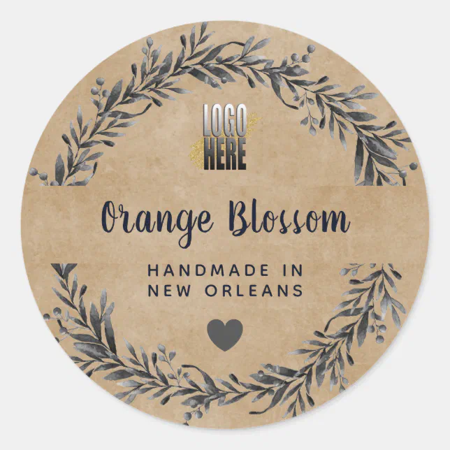 Rustic Logo Soy Candle Soap Wreath Product Label | Zazzle