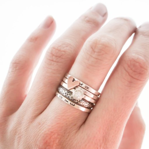 Rustic Love Custom Ring Set // Five Stacking Rings | Zazzle