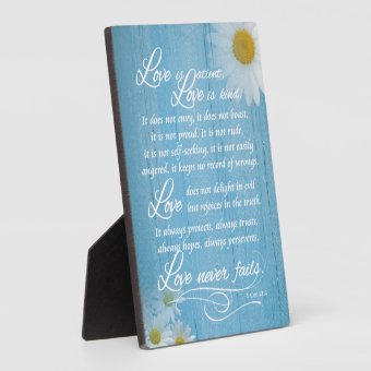 Rustic Love is Bible Verse Wedding Easel Plaques | Zazzle