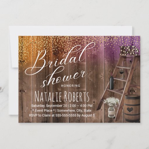Rustic Love Wooden Ladder Barn Wood Bridal Shower Invitation | Zazzle