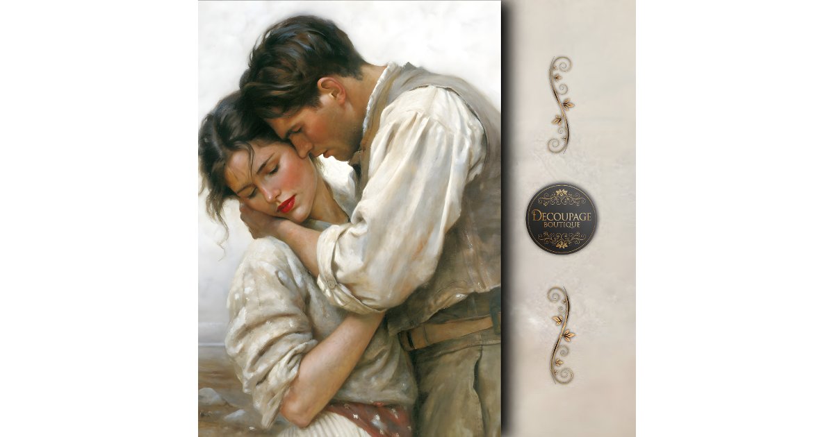 Rustic Lovers Tender Embrace Decoupage Tissue Paper | Zazzle