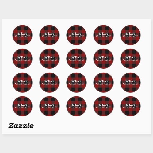 Rustic Lumberjack Buffalo Plaid Custom Celebrate Classic Round Sticker ...