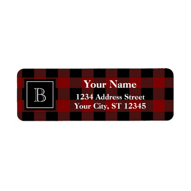 Rustic Lumberjack Buffalo Plaid Monogrammed Label | Zazzle