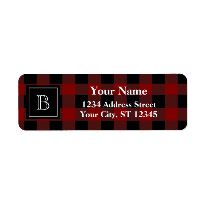 Rustic Lumberjack Buffalo Plaid Monogrammed Label | Zazzle.com