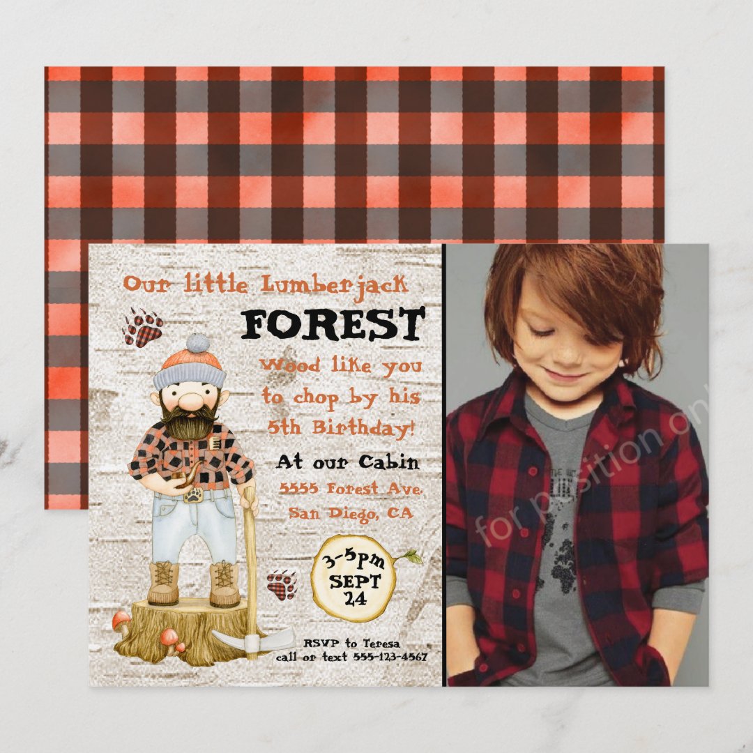 Rustic Lumberjack Photo Invitations | Zazzle