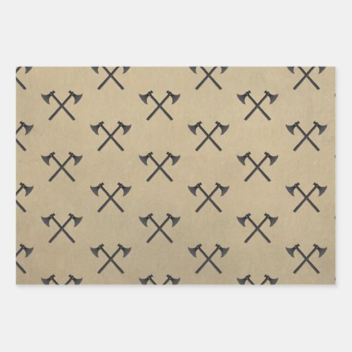 Rustic Lumberjack Plaid | Christmas Tree & Axes Wrapping Paper Sheets ...